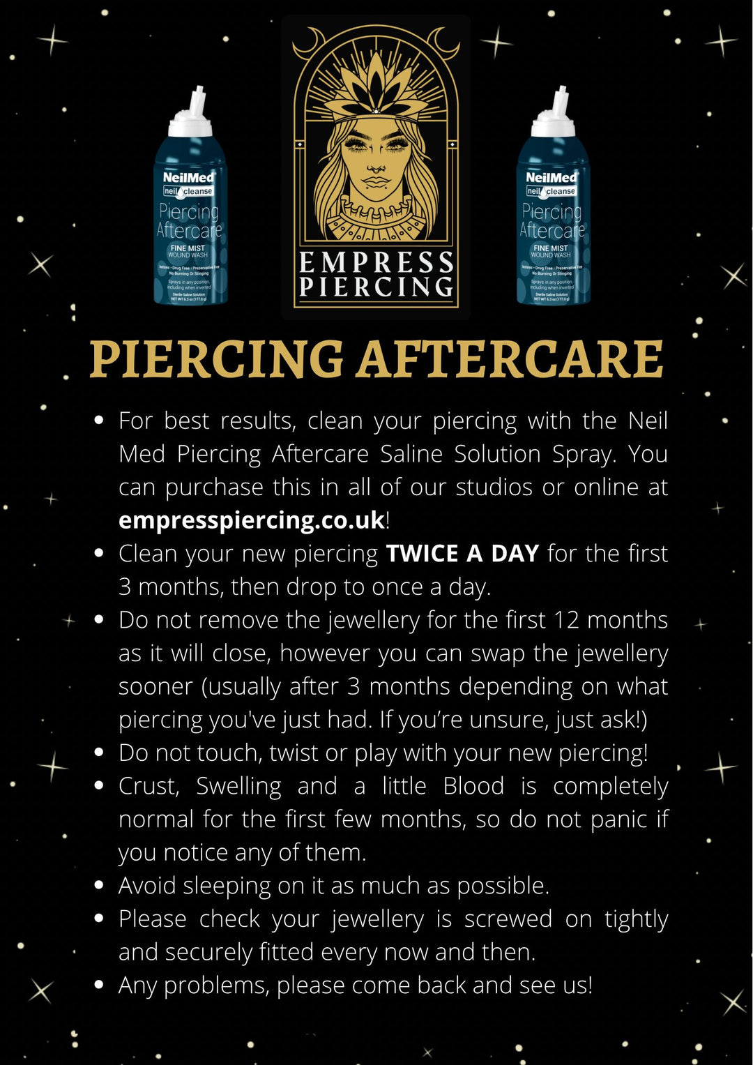 Aftercare Advice – Empress Piercing